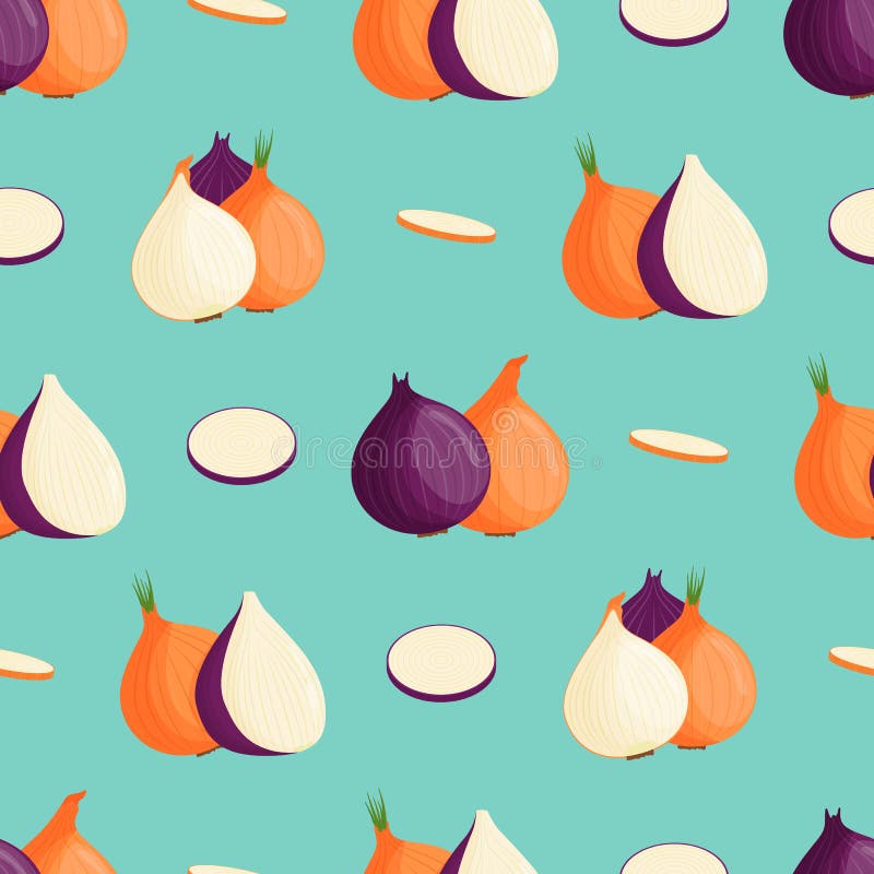 Cute Onion Seamless Pattern. Flat Vector Illustration Stock Vector ...