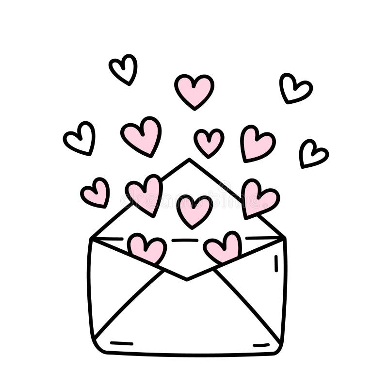 Cute Open Envelope with Flying Hearts Stock Vector - Illustration of ...