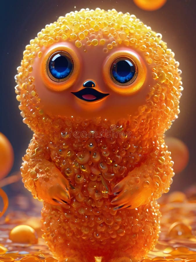 Cute Orange Alien.Generated by AI Stock Illustration - Illustration of ...