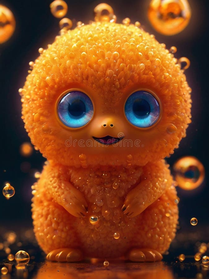 Cute Orange Alien.Generated by AI Stock Illustration - Illustration of ...