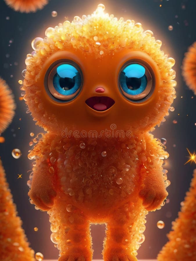Cute Orange Alien.Generated by AI Stock Illustration - Illustration of ...