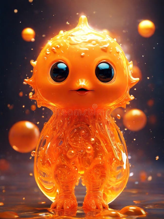 Cute Orange Alien.Generated by AI Stock Illustration - Illustration of ...