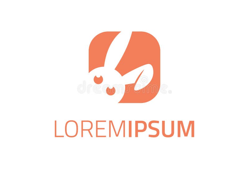 Cute Orange Bunny Cartoon App Logo Design Stock Vector - Illustration ...