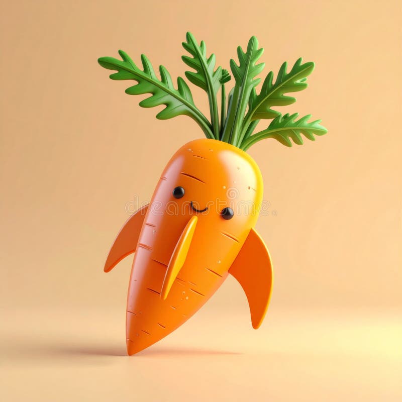 Cute Orange Cartoon Carrot with Rocket Wings Stock Illustration ...