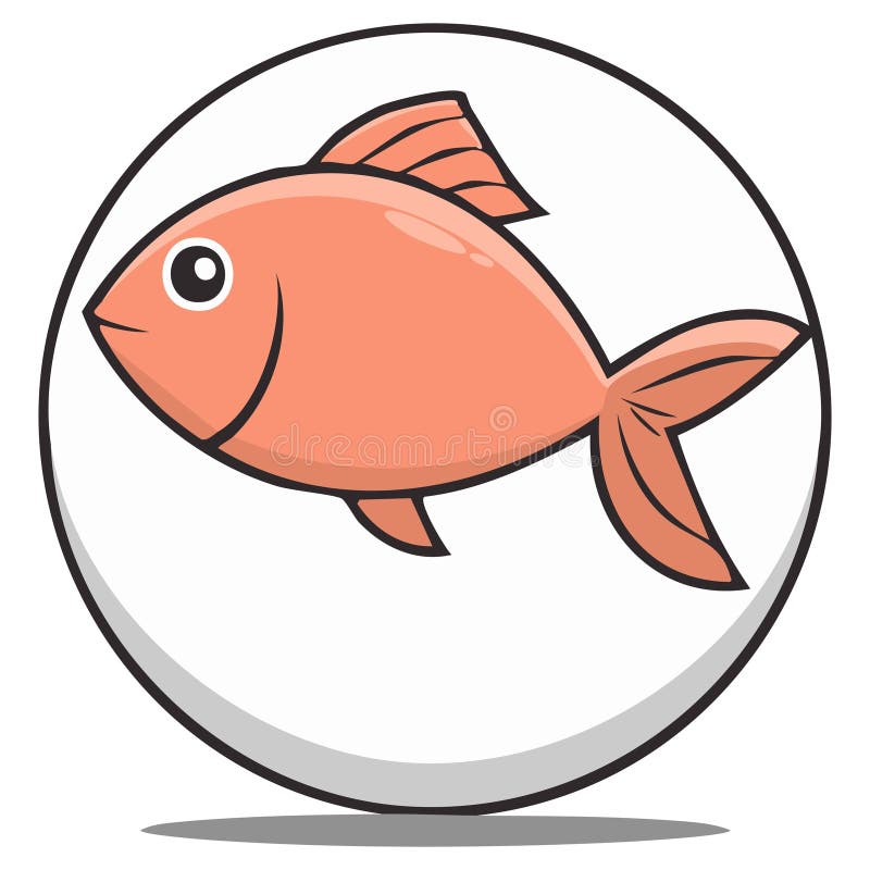 Cute Orange Cartoon Fish in a Circle Vector Logo Illustration Stock ...