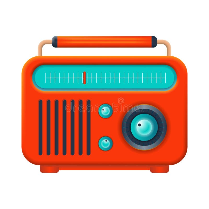 Cute Orange Cartoon Radio Vector Illustration Stock Vector ...