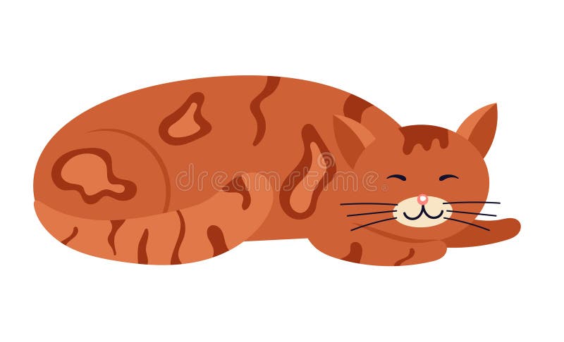 A Cute Orange Cat with Stripes, Sleeping Peacefully. Charming Pet Nap ...