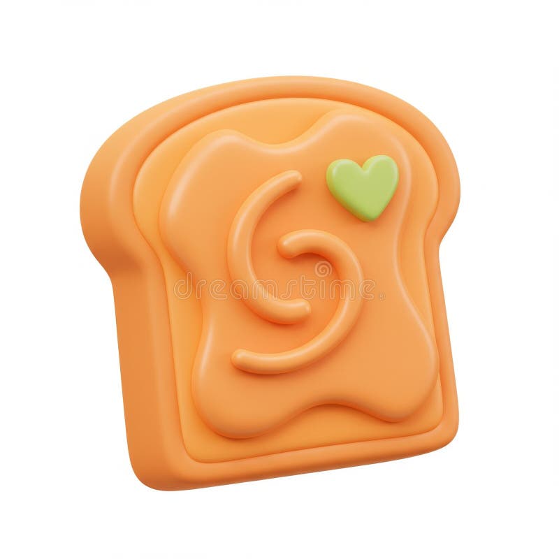 Cute Orange 3D Rendered Toast with Heart Stock Illustration ...