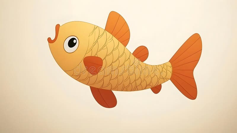 Cute Orange Fish with Cheerful Expression Stock Illustration ...