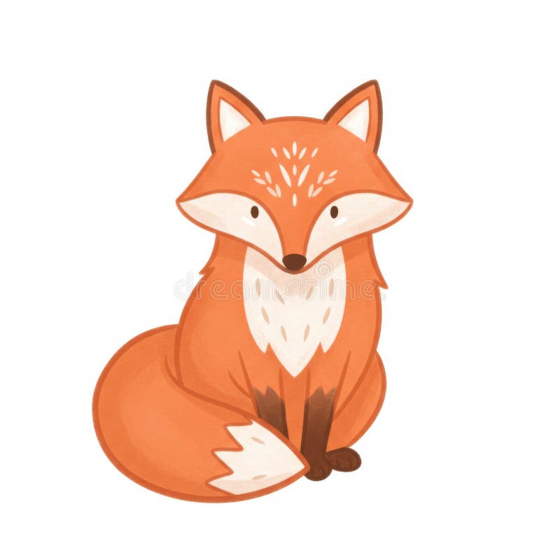 Cute Orange Fox Illustration on White Background Stock Illustration ...
