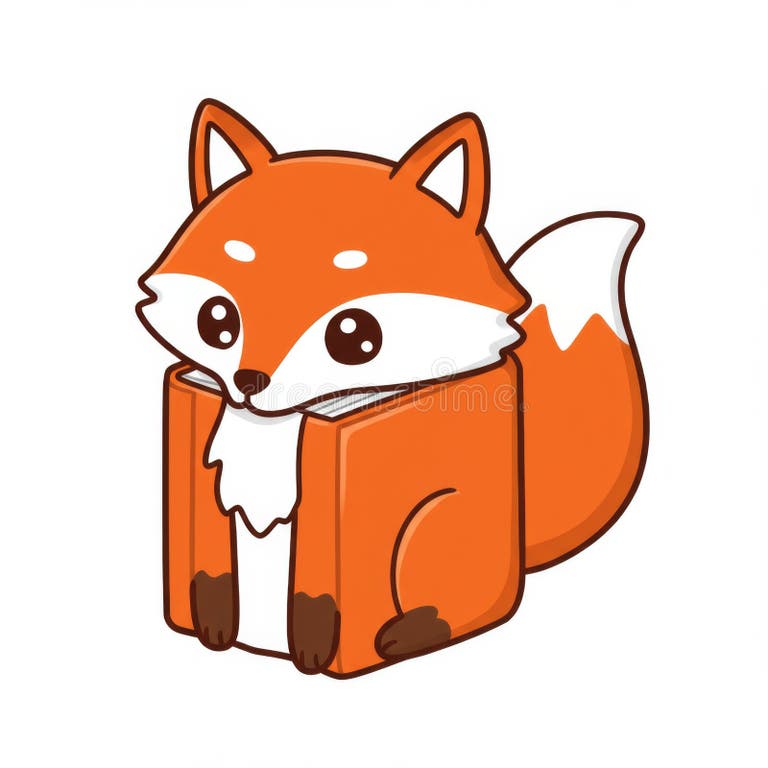 Cute Orange Fox Reading a Book Illustration Stock Illustration ...
