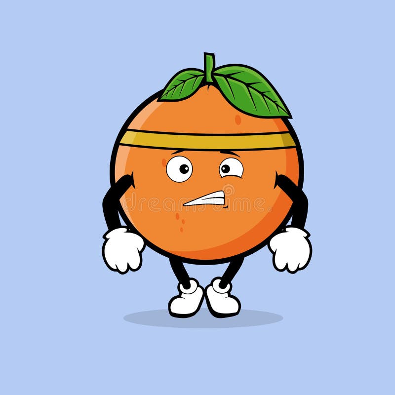 Cute Orange Fruit Character with Marathon Tired Expression Stock Vector ...