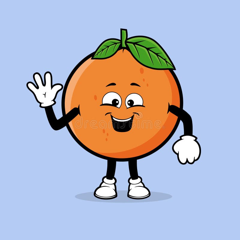 Cute Orange Fruit Character with Say Hello Expression Stock Vector ...