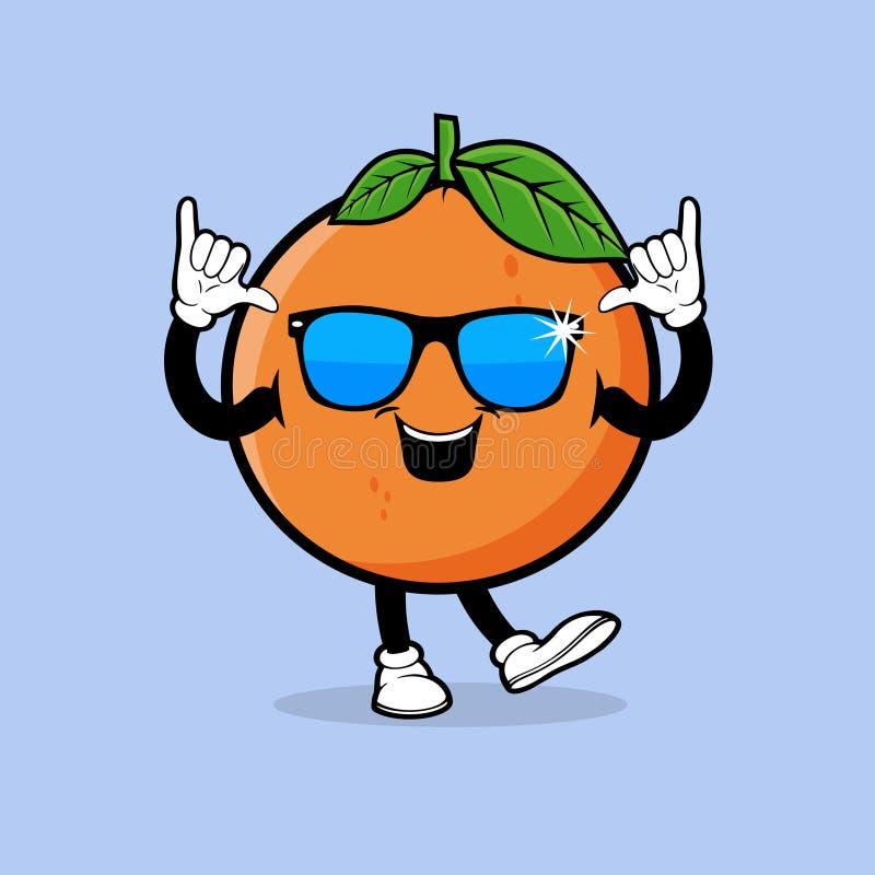Cute Orange Fruit Character with Stylish Expression Stock Vector ...