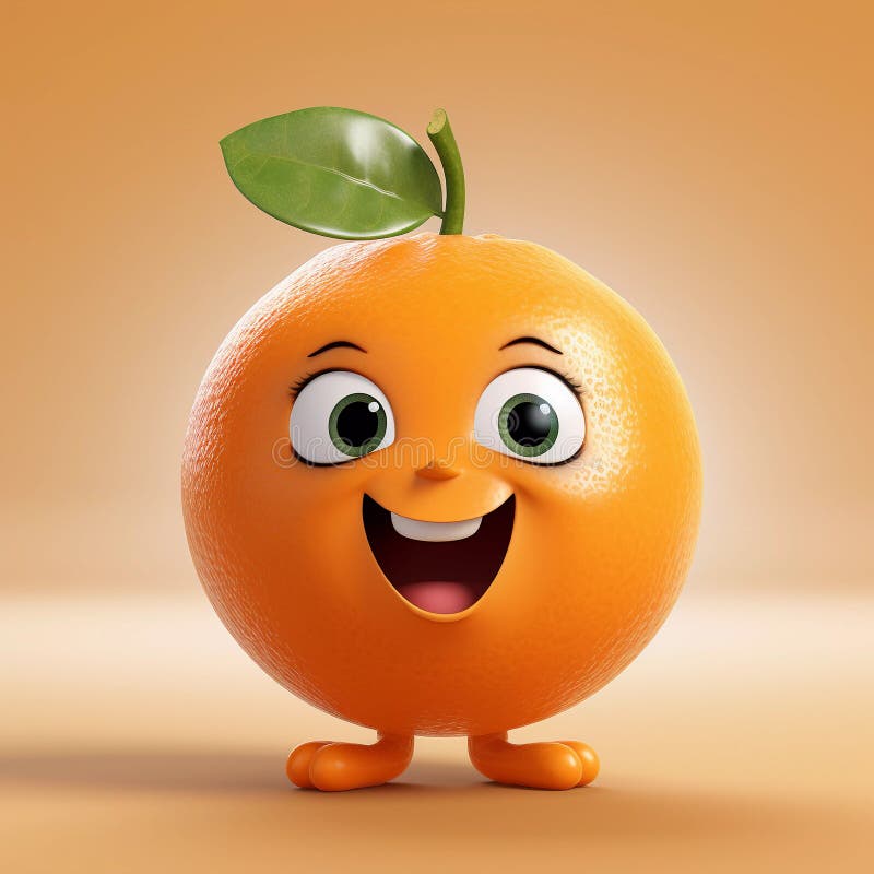 Cute Orange Fruit Happy Cartoon Character Stock Illustration ...