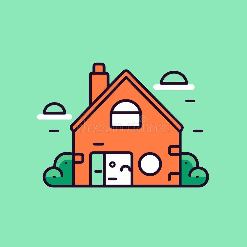 Cute Orange House Chibi Mascot Cartoon Style Stock Illustration ...