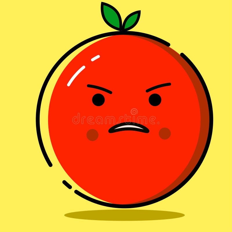 Cute Orange Icon with Angry Expression Stock Vector - Illustration of ...
