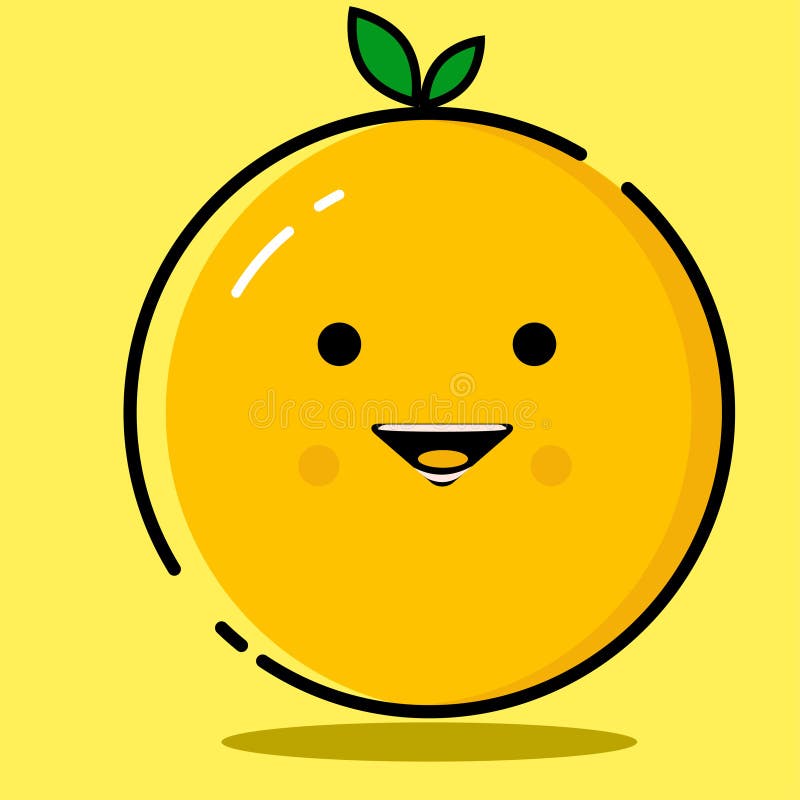 Cute Orange Icon and Smiling Happily Stock Vector - Illustration of ...