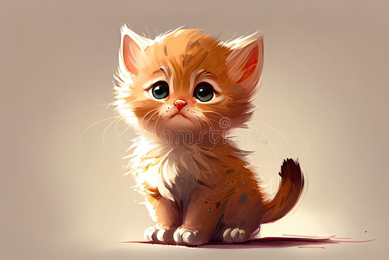 Cute Orange Kitten Sitting - AI Generated Stock Illustration ...
