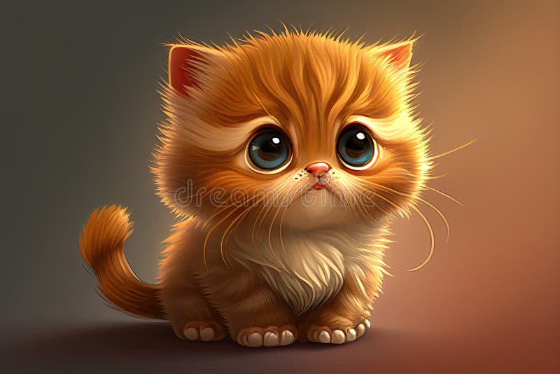 Cute Orange Kitten Sitting - AI Generated Stock Illustration ...