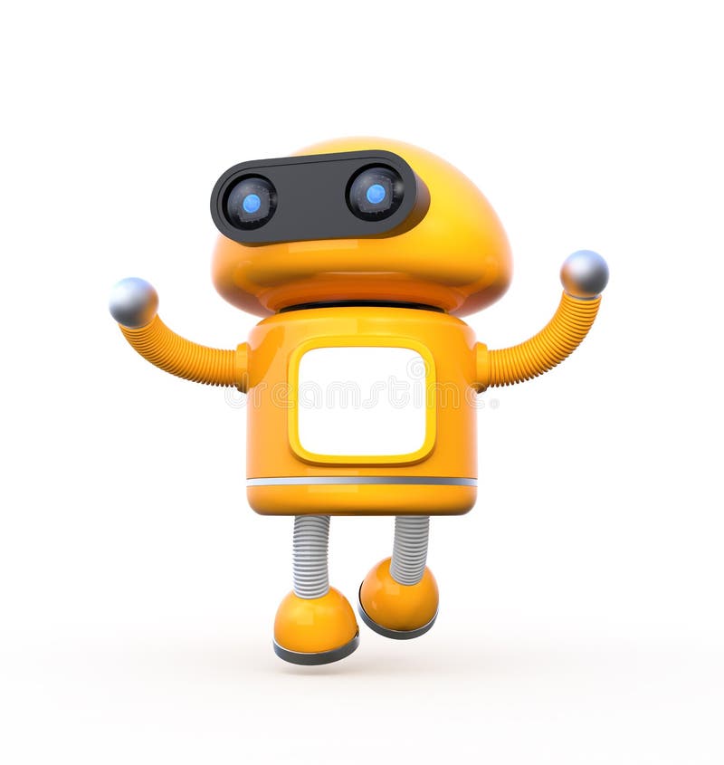 Cute Orange Robot Dancing on White Background Stock Illustration ...