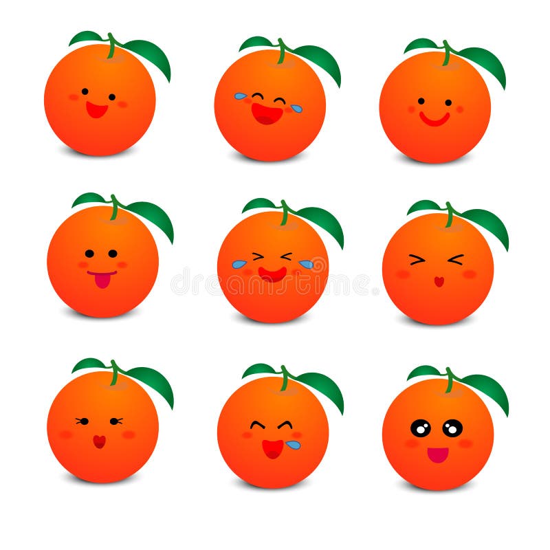 Cute Orange with Smiley Face Stock Vector - Illustration of expression ...