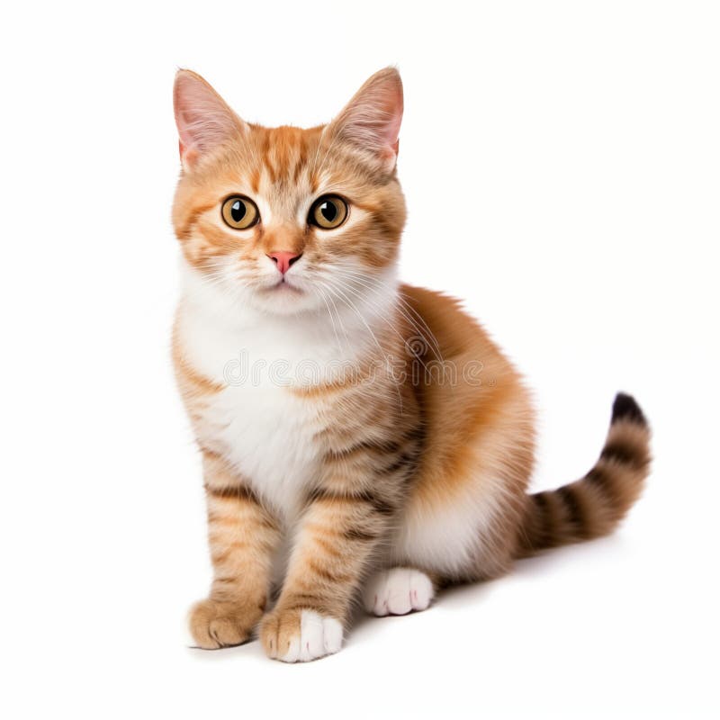 Cute Orange Tabby Cat Sitting and Looking Forward Stock Illustration ...