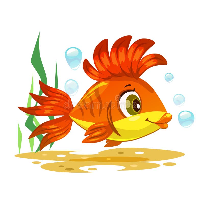 Cute orange tropical fish. stock vector. Illustration of crest - 92451338