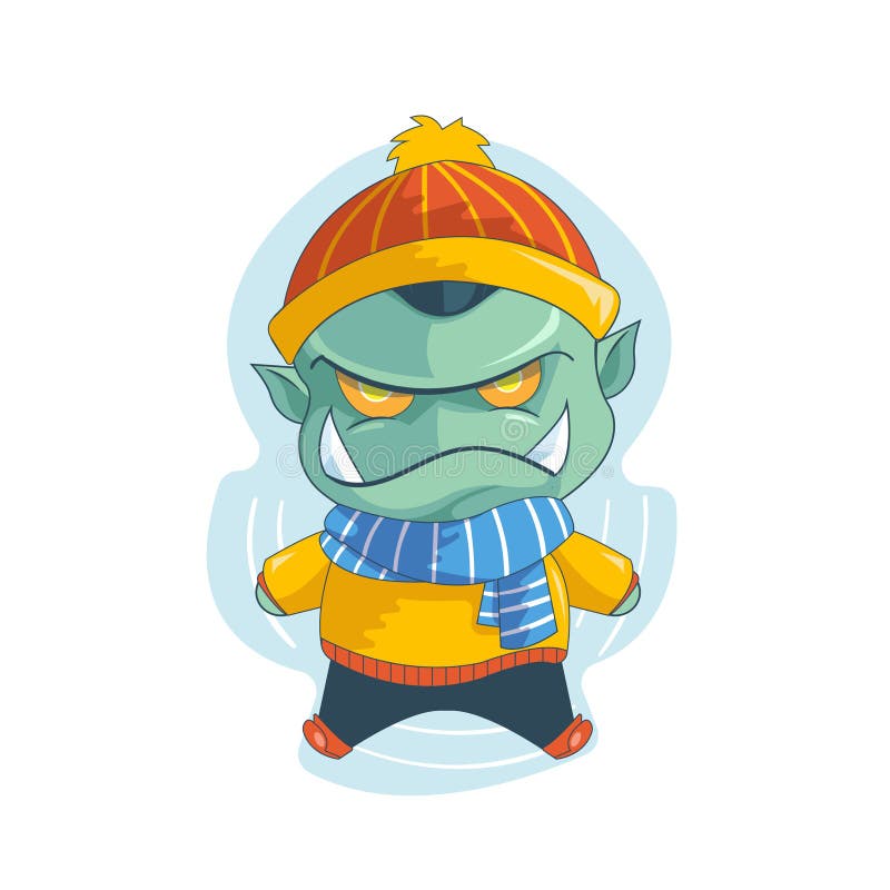 Cute Orc Playing Snow Angel Stock Image - Illustration of happy, people ...
