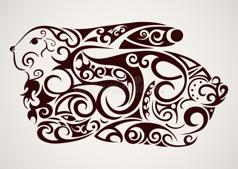 Tribal Rabbit Tattoo stock vector. Illustration of creative - 17660948