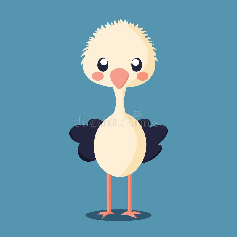 Cute Ostrich Vector Animal Character with Blue Background Stock Vector ...