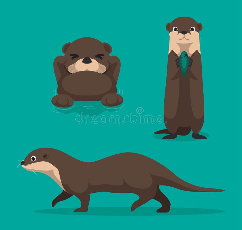 Cute Otter Cartoon Vector Illustration Stock Vector - Illustration of ...