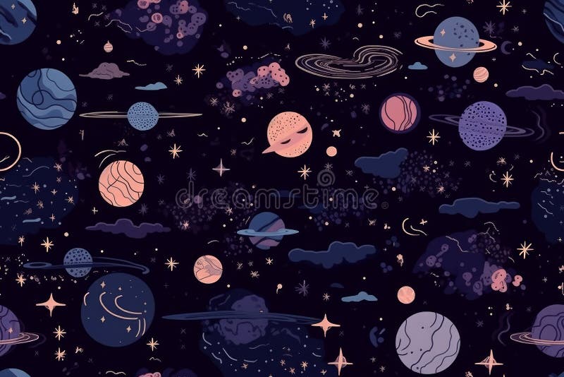 Cute Outer Space Seamless Background Pattern. Generative Ai Stock ...