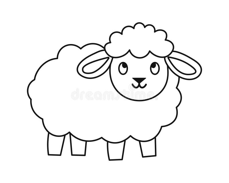 Cute Outline Cartoon Sheep. Vector Illustration Stock Vector ...