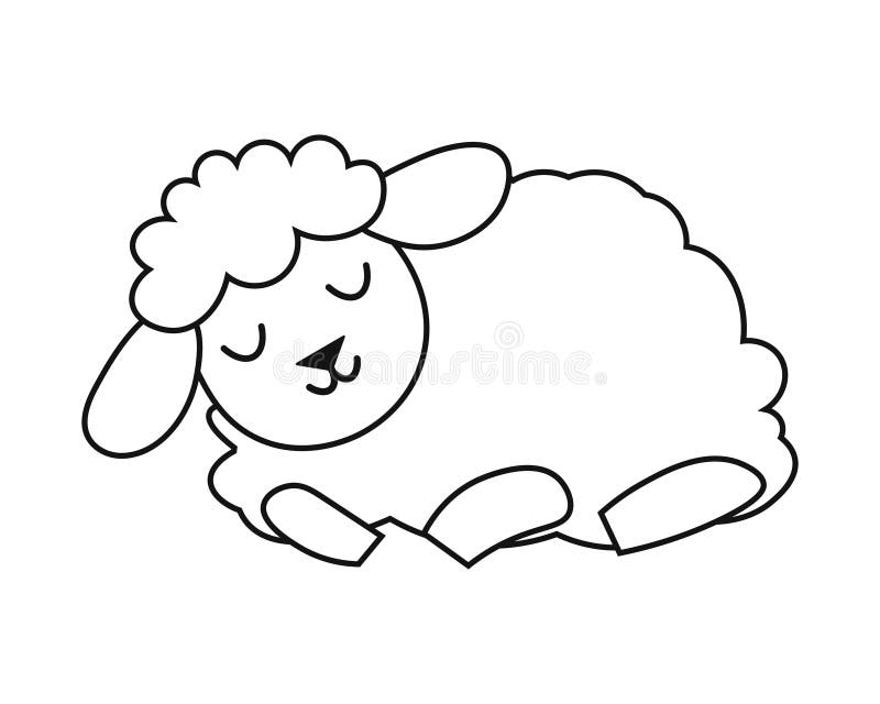 Cute Outline Cartoon Sheep. Vector Illustration Stock Vector ...