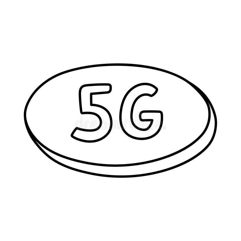 Cute Outline Doodle 5G High Speed Wireless Internet Icon in Volume ...