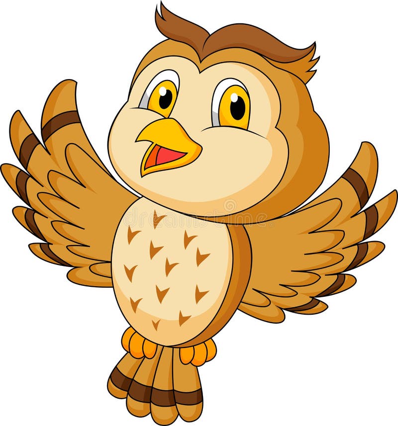 Cute owl cartoon flying stock vector. Illustration of funny - 30567725