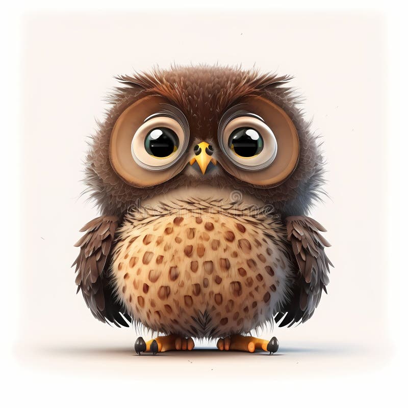 Cute Owl Cartoon. Generative AI Stock Illustration - Illustration of ...