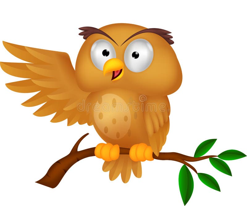 Cute owl cartoon waving stock vector. Illustration of drawing - 33236868
