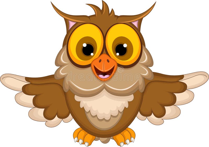 Cute owl cartoon waving stock illustration. Illustration of carnivore ...
