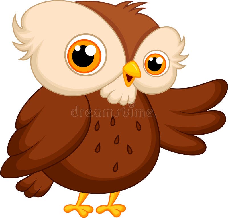 Cute owl cartoon waving stock vector. Illustration of carnivorous ...