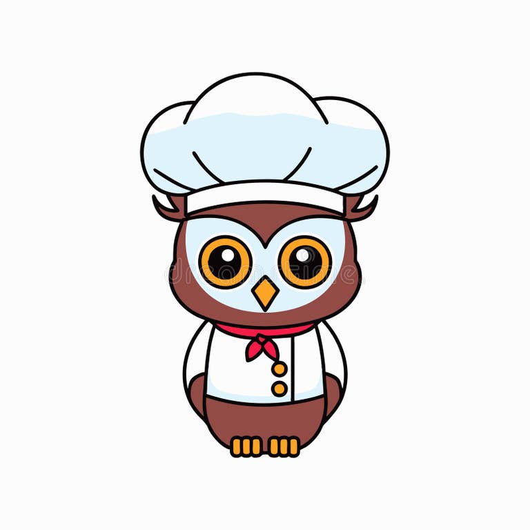 Cute Owl in a chef costume stock vector. Illustration of lunch - 358684724