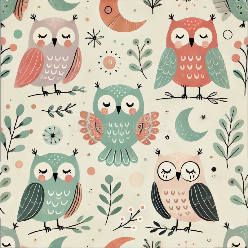 CUTE OWL DECOR DESIGN PRINT in VECTOR Stock Vector - Illustration of ...