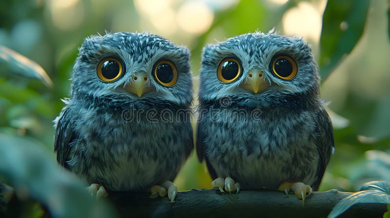 Cute Owl Duo Illustration stock illustration. Illustration of eyes ...