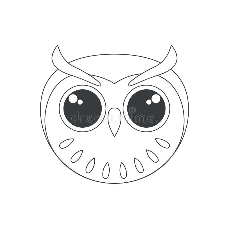 Cute Owl Face, Night Birds Head of Simple Circle Shape, Knowledge ...