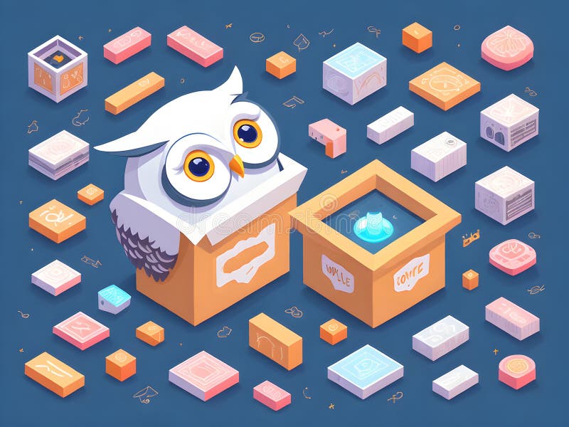 Cute Owl, Generative AI Illustration Stock Illustration - Illustration ...