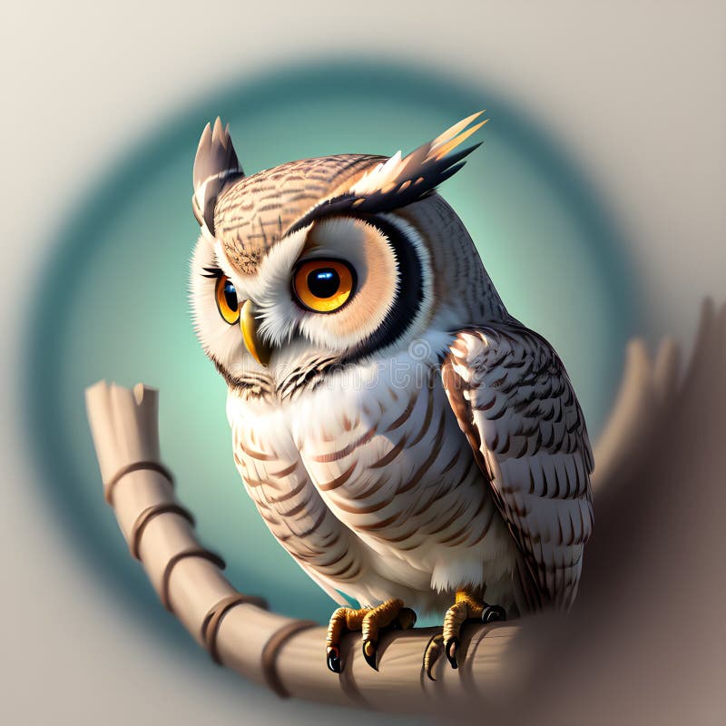 Cute Owl, Generative AI Illustration Stock Illustration - Illustration ...