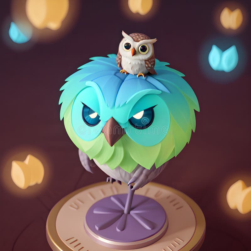 Cute Owl, Generative AI Illustration Stock Illustration - Illustration ...