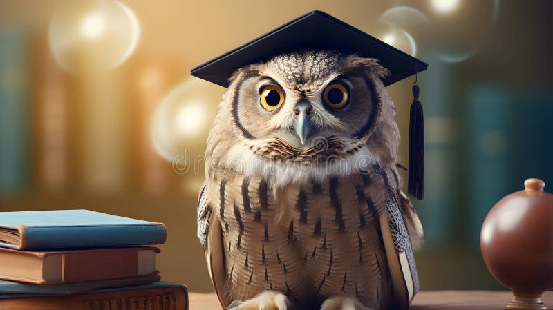 Cute Owl Graduated Student. Stock Illustration - Illustration of trial ...