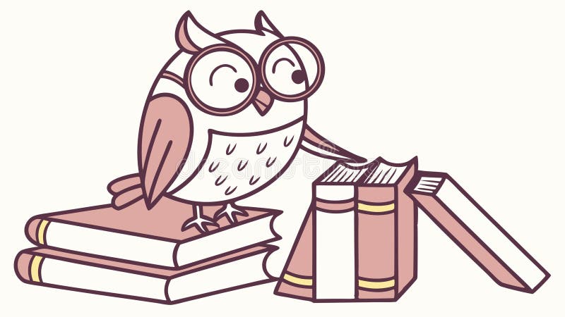 Cute Owl Perched on a Stack of Books Illustration Symbolizing Learning ...